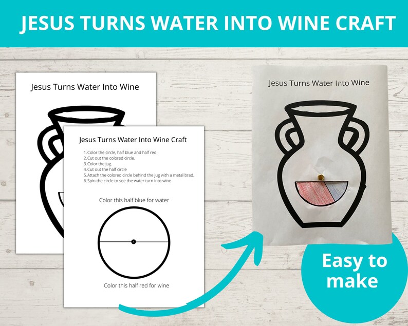 Jesus Turns Water Into Wine Bible Story Activities, Sunday School Craft ...
