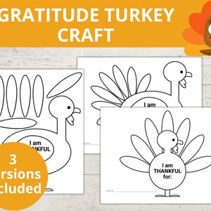 Gratitude Turkey Craft I Am Thankful for Activity - Etsy