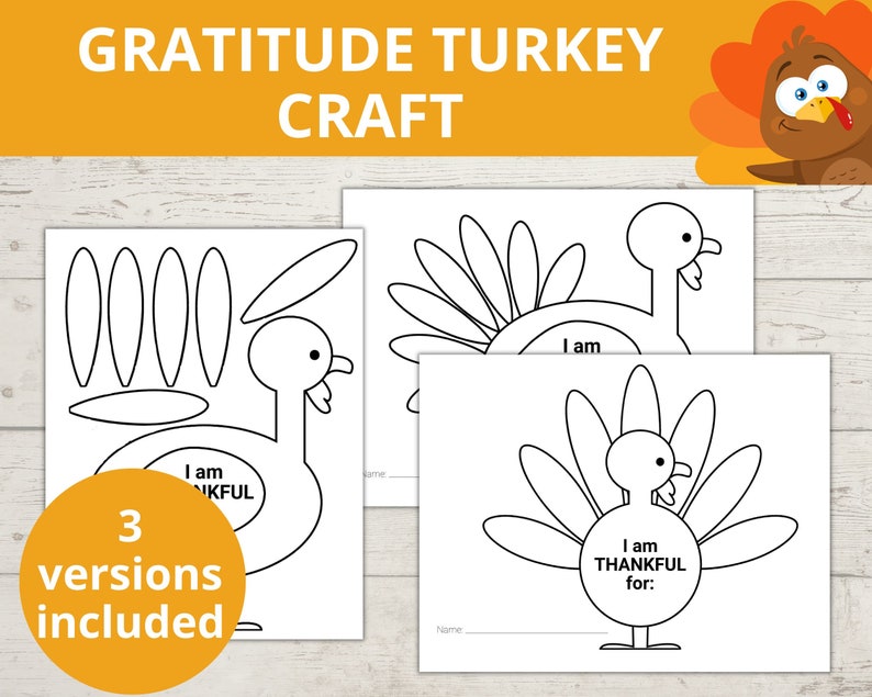 Gratitude Turkey Craft I Am Thankful for Activity - Etsy