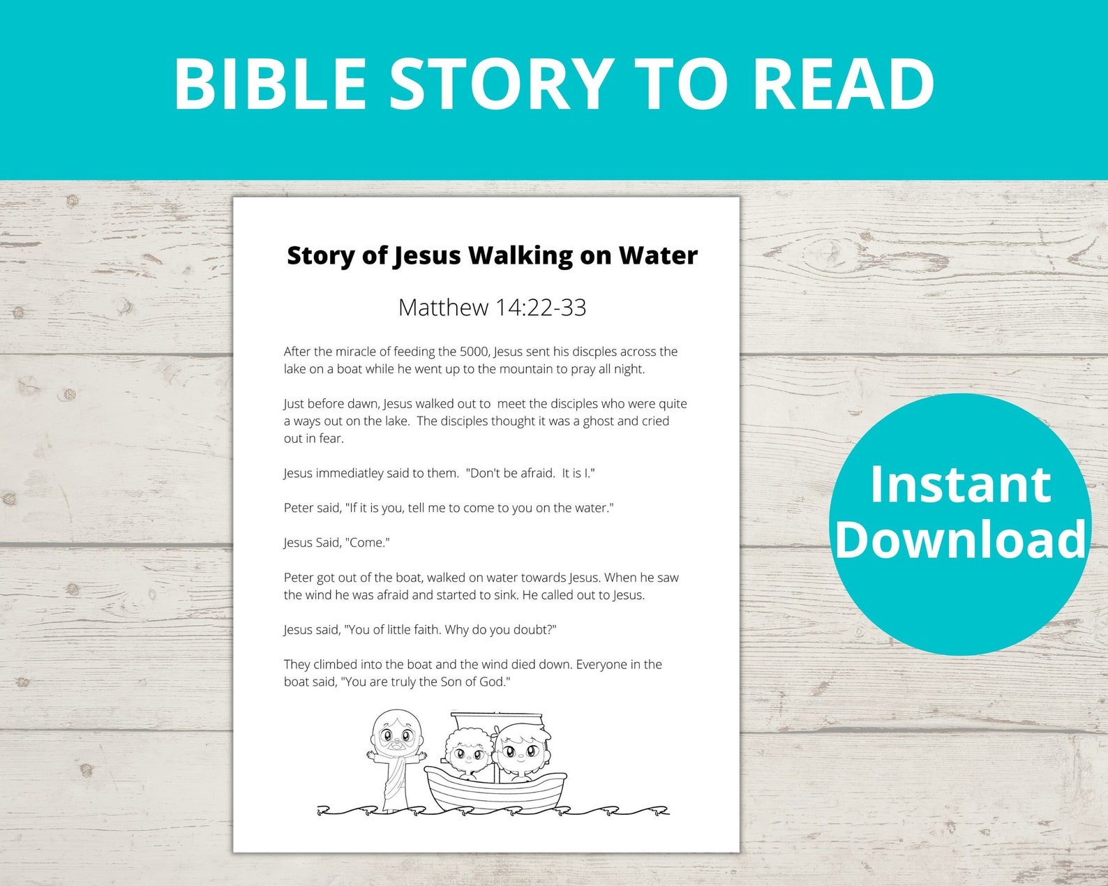 Jesus Walks on Water, Bible Story Craft, Sunday School Lesson, Activity ...