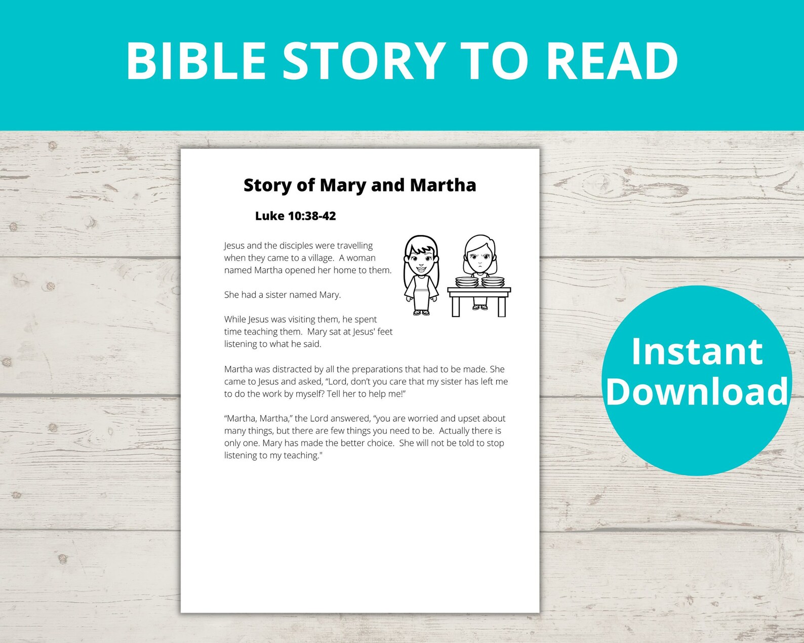 Mary and Martha, Bible Story Crafts, Mary Jesus, Sunday School Activity ...