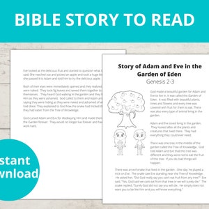 Adam and Eve Bible Story Activities, Sunday School Craft, Activity Pack ...