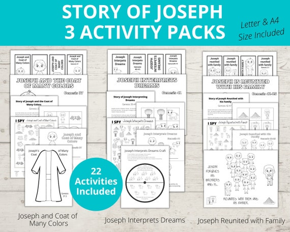 Story of Joseph Bible Story Activities Sunday School Craft - Etsy Canada