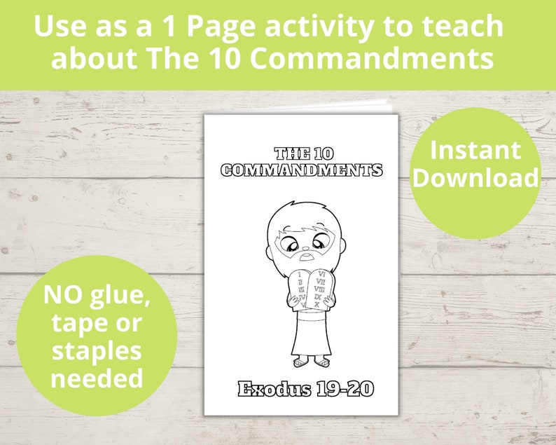 10 Commandments for Kids, Ten Commandments Craft Sunday School Lesson ...