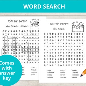 John the Baptist Craft, I Spy, Word Search, Bible Story for Kids ...
