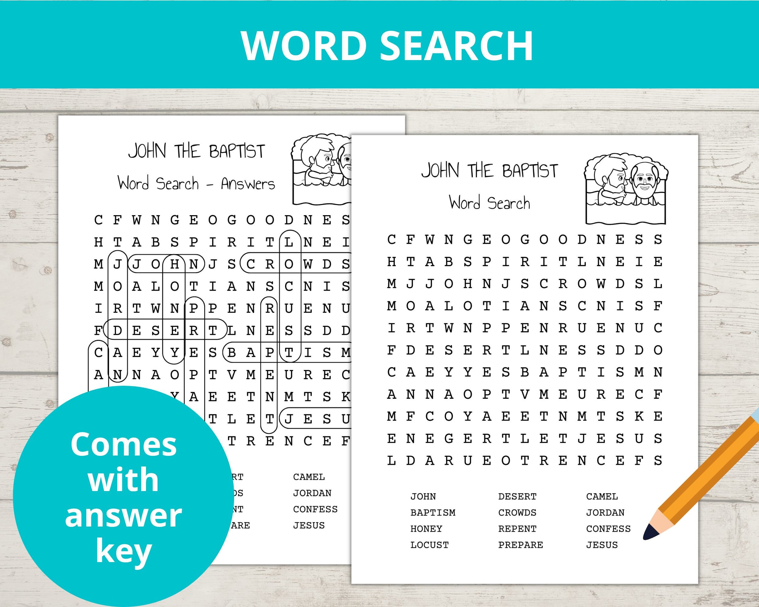 John the Baptist Craft I Spy Word Search Bible Story for - Etsy Australia