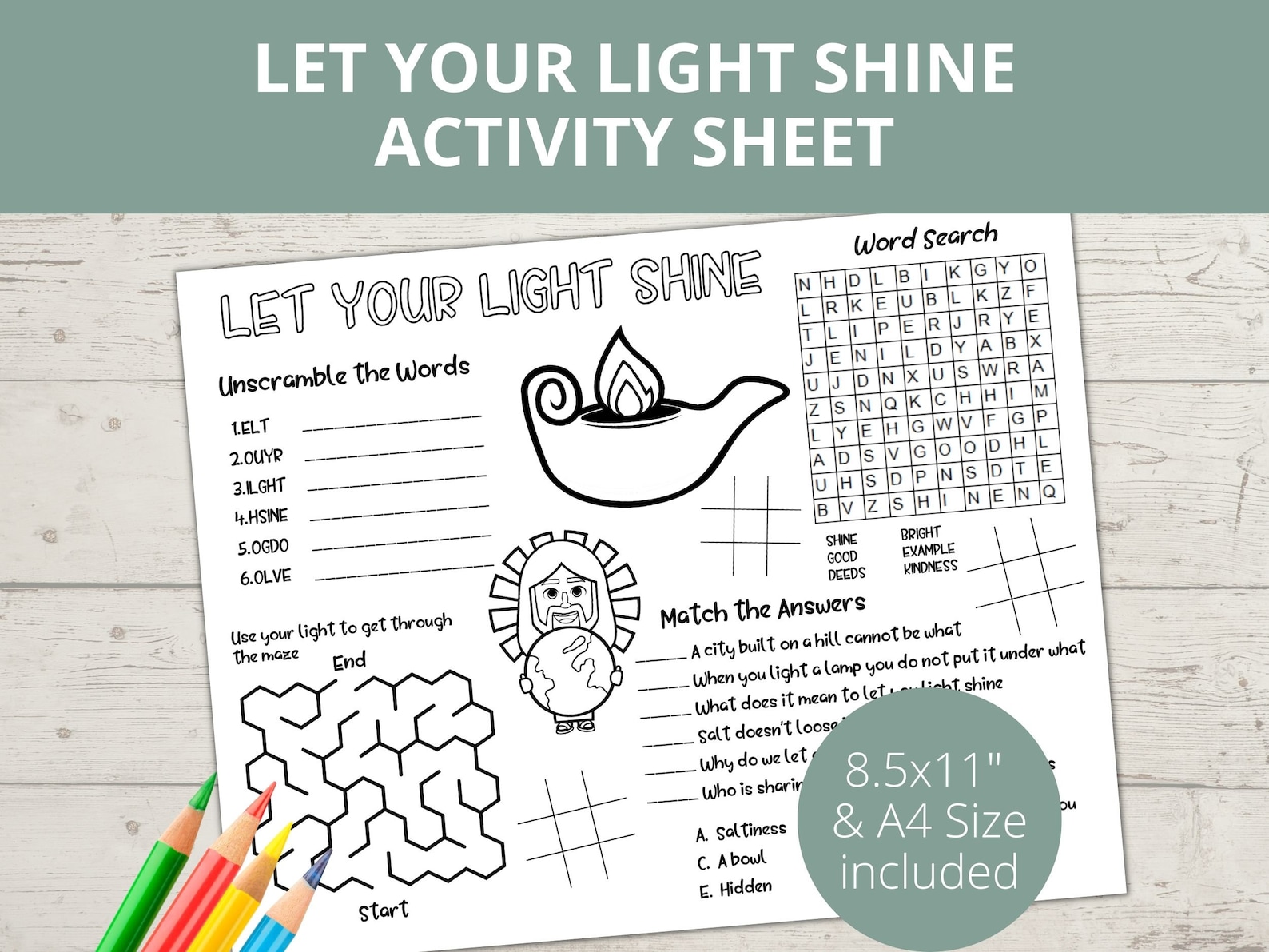 Let Your Light Shine, Bible Activity, Church Kids Activity, Sunday ...