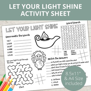 Let Your Light Shine, Bible Activity, Church Kids Activity, Sunday ...