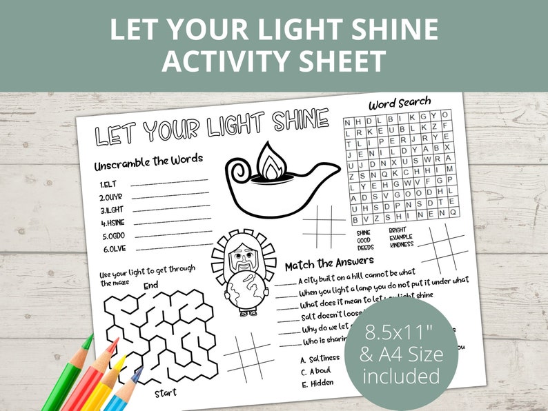 Let Your Light Shine, Bible Activity, Church Kids Activity, Sunday ...