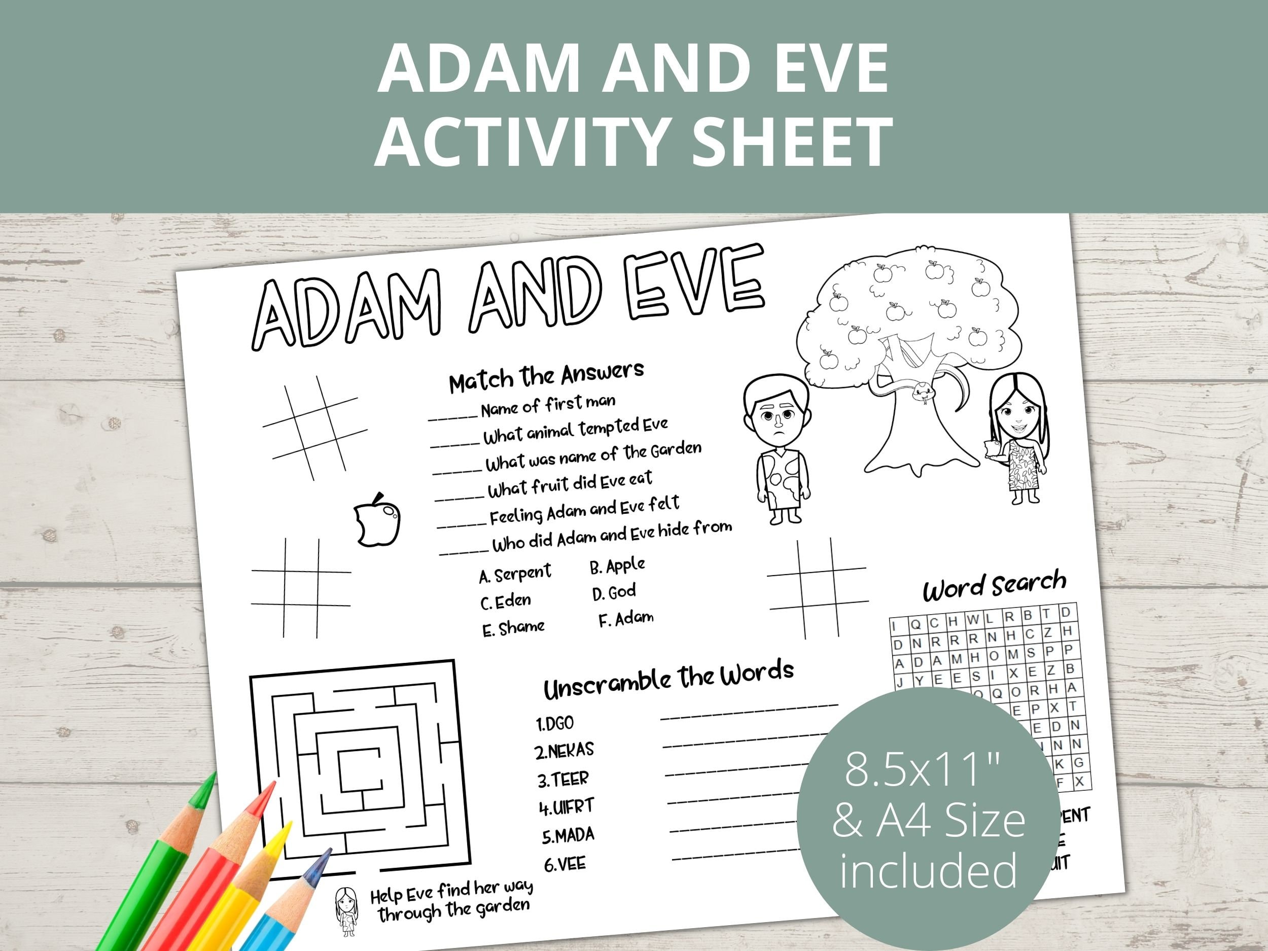 Adam and Eve Craft, Bible Activity, Church Kids Activity, Sunday School ...