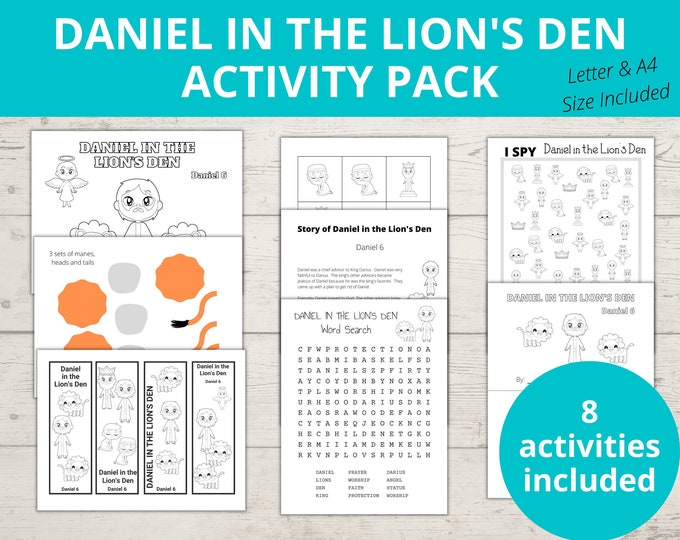 Daniel in the Lion's Den Bible Story Activities Sunday - Etsy