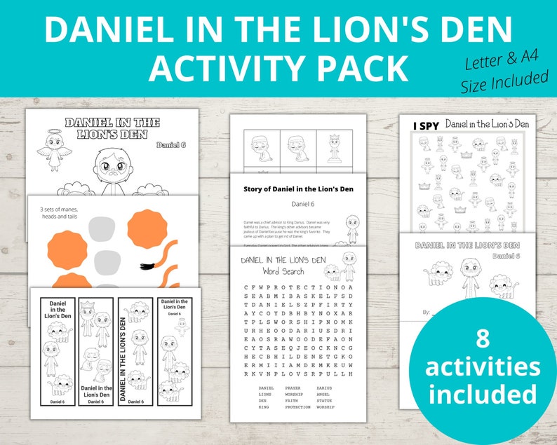 Daniel in the Lion's Den Bible Story Activities Sunday - Etsy