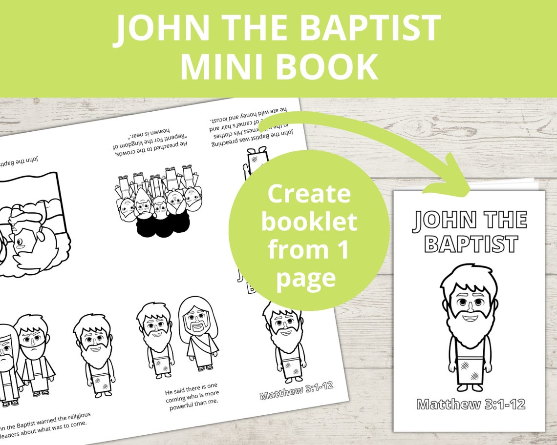 John the Baptist Bible Story Activity Mini Book Sunday - Etsy Canada