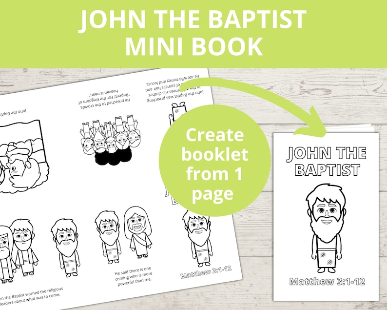 John the Baptist Bible Story Activity Mini Book Sunday - Etsy Canada