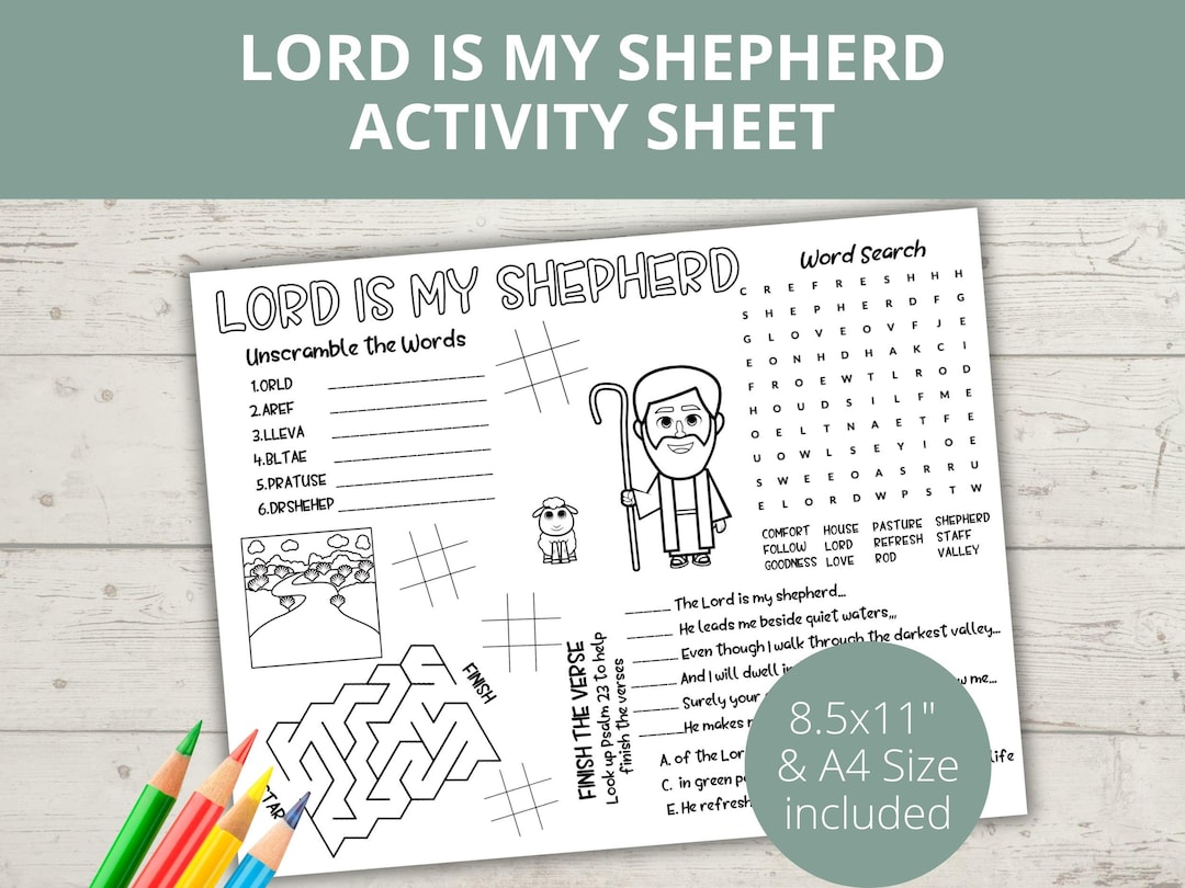 Psalm 23 Craft, Bible Activity Page, Lord is My Shepherd, Coloring Page ...