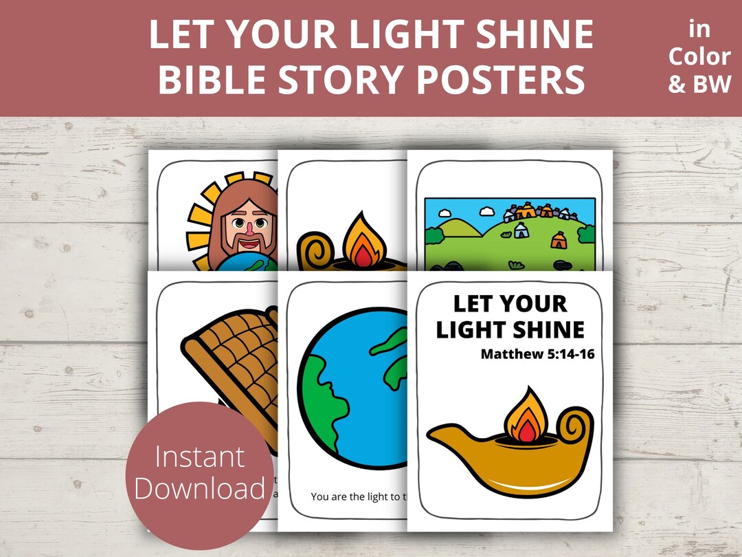 Let Your Light Shine Printable, Bible Story Poster, This Little Light ...