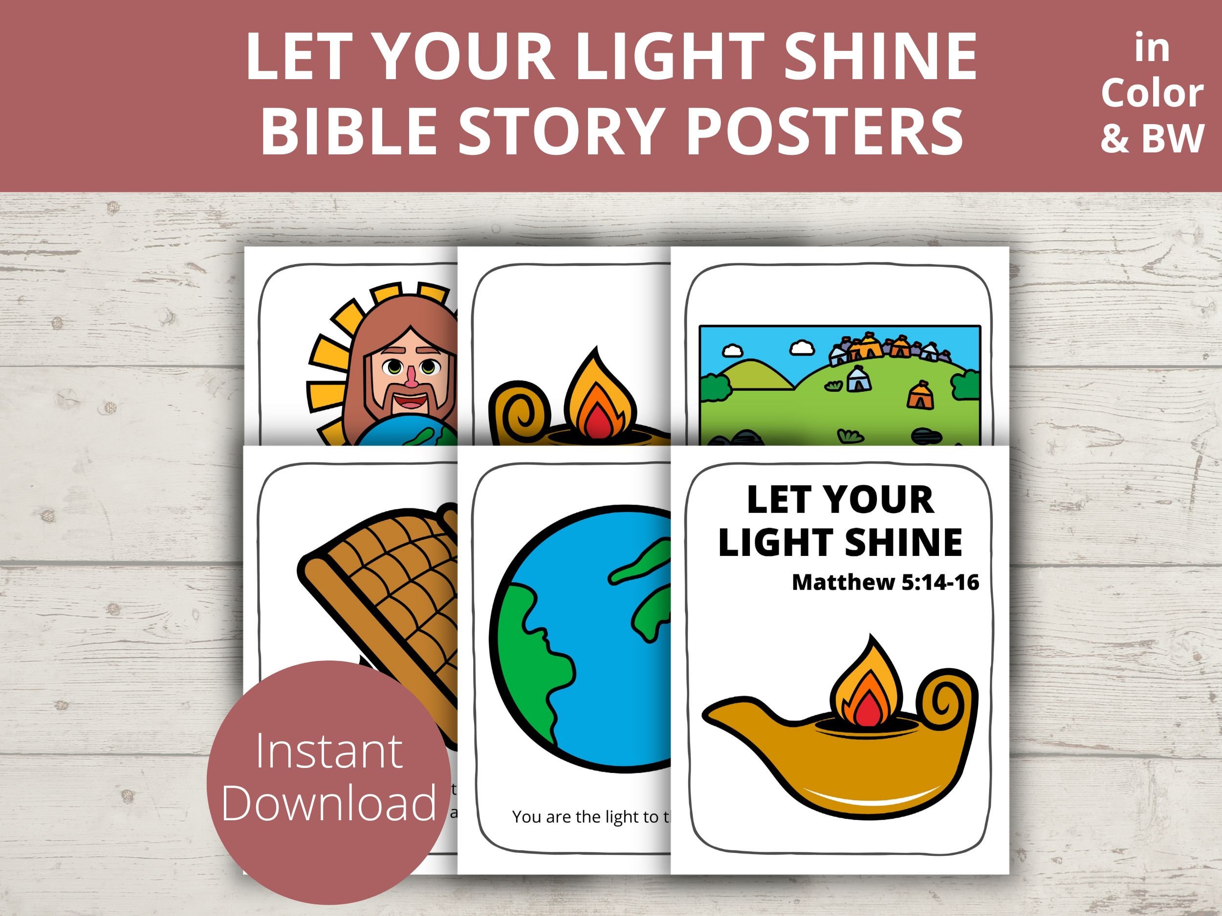 Let Your Light Shine Printable, Bible Story Poster, This Little Light ...