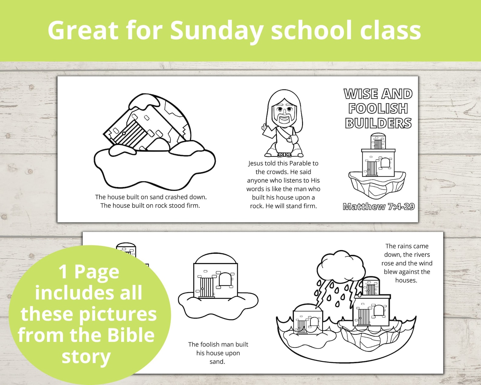 Wise and Foolish Builders Sunday School Craft, Bible Story Activity ...