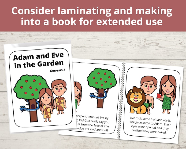 Adam and Eve Posters, Bible Coloring Pages for Kids, Bible Story Poster ...