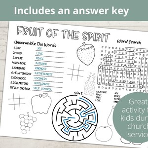 Fruit of the Spirit Activity Page, Coloring Page, Bible Activity ...