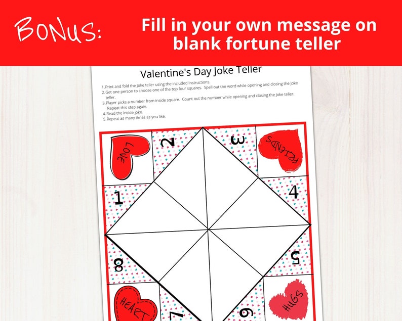 Valentines Joke Teller, Valentines Day Card, Valentine Fortune Teller ...