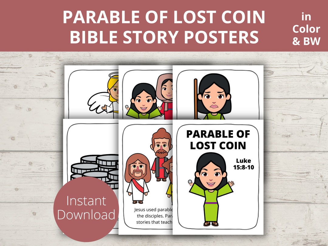 Parable of Lost Coin, Bible Story Poster, Church Bulletin Board ...