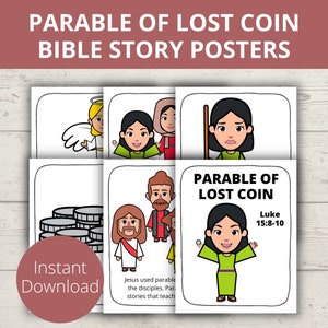 Parable of Lost Coin, Bible Story Poster, Church Bulletin Board ...