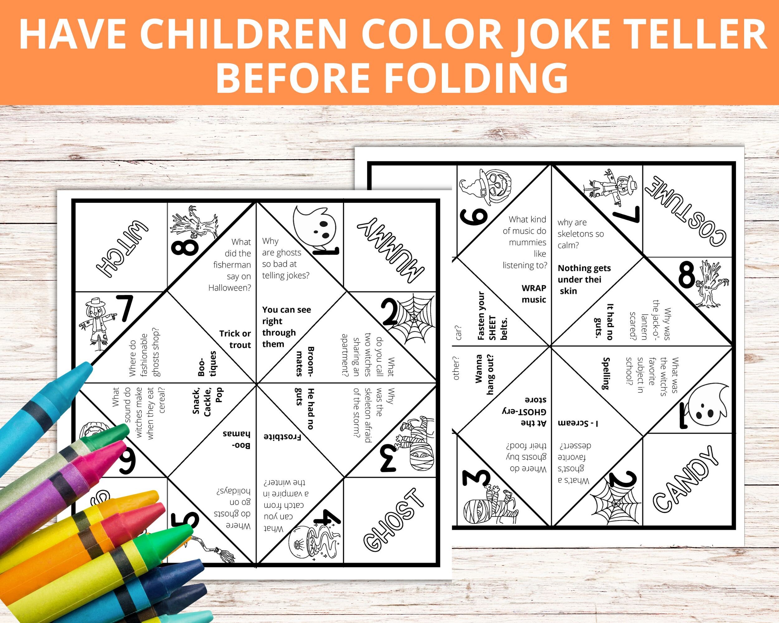 Halloween Joke Teller, Fortune Teller, Cootie Catcher, Printable Paper ...