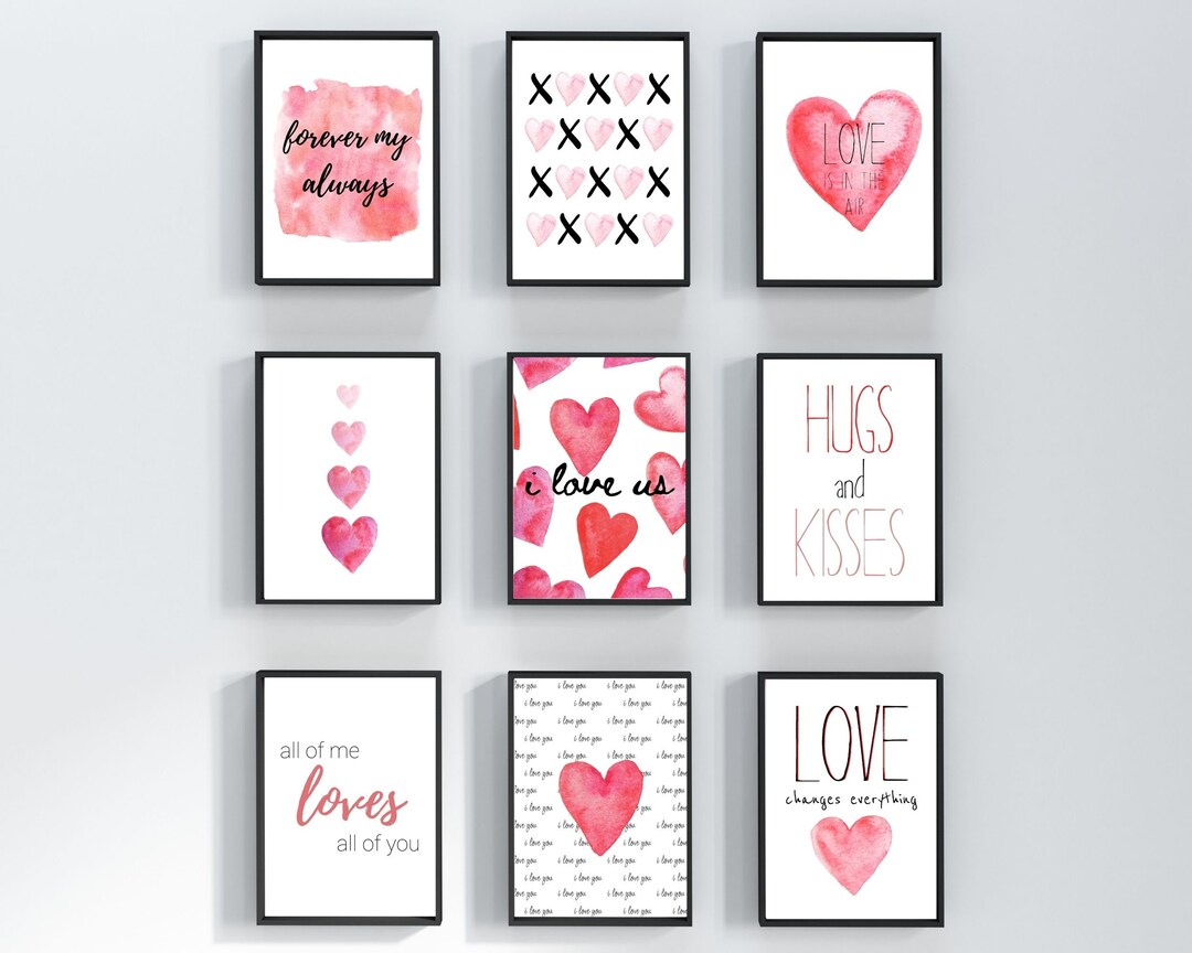 Love Prints, Watercolor Hearts, Heart Print, Gift for Her, Last Minute ...