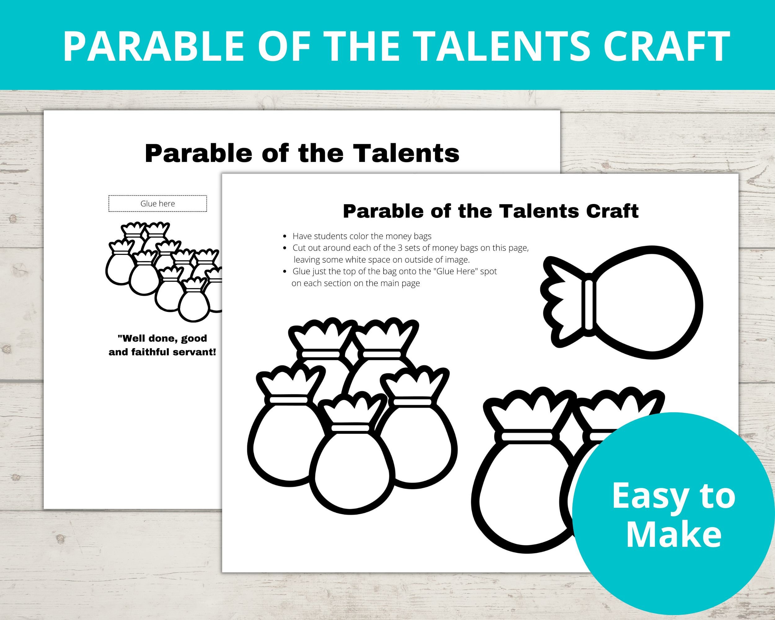 Parable of the Talents, Parables of Jesus, Bible Story Crafts, Sunday ...