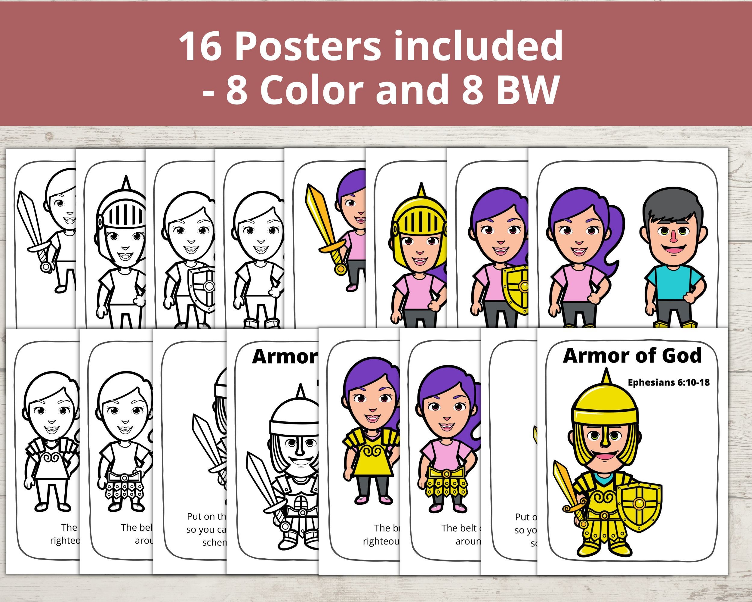 Armor of God Posters, Printable Bible Stories, Bible Coloring Pages for ...