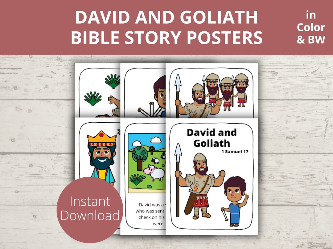 David and Goliath Lesson, Bible Story Poster, Bible Coloring Pages for ...