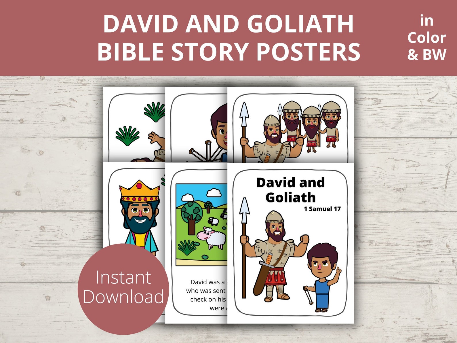 David and Goliath Lesson, Bible Story Poster, Bible Coloring Pages for ...