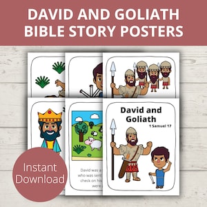 David and Goliath Lesson, Bible Story Poster, Bible Coloring Pages for ...