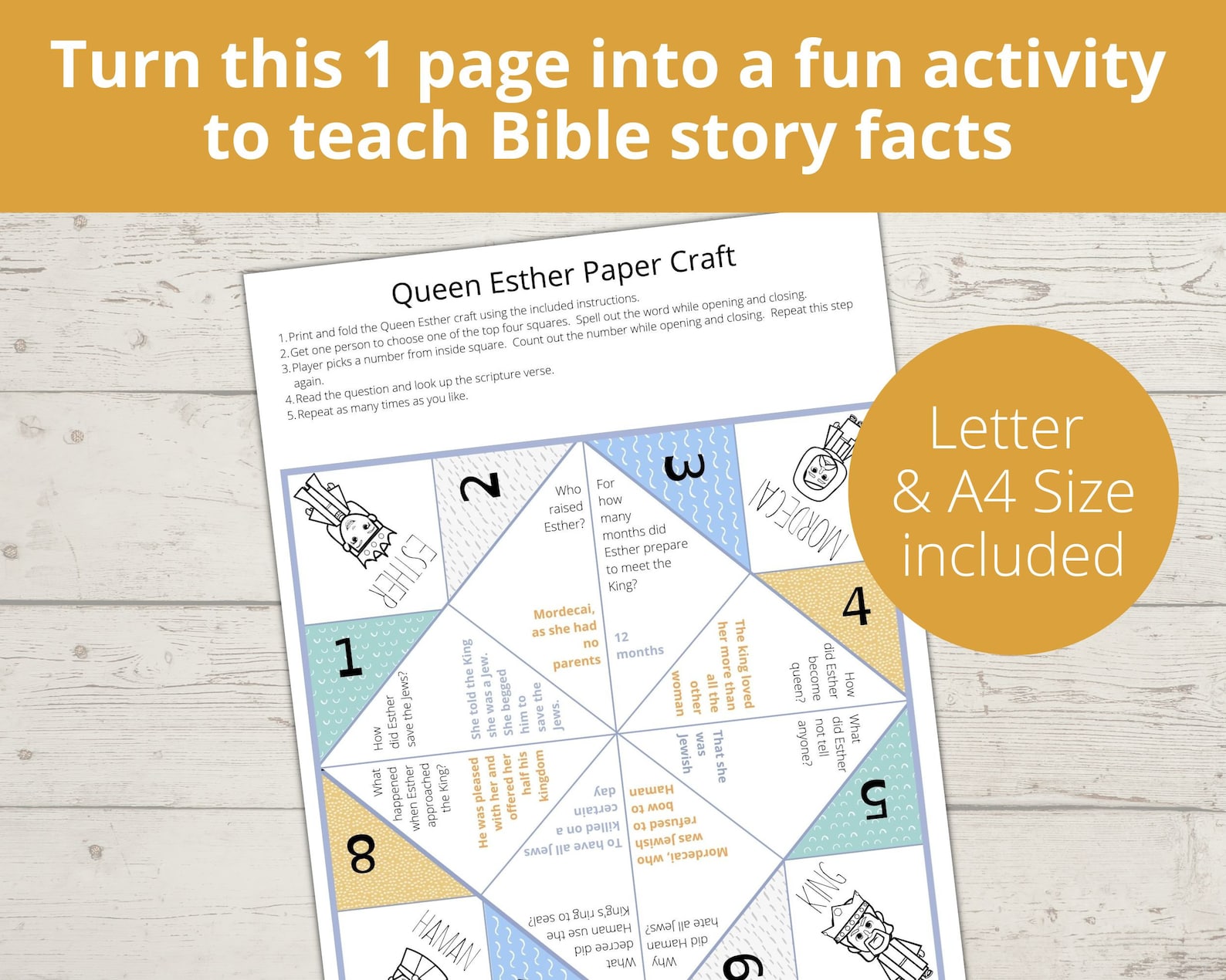 Queen Esther, Esther Craft, Fortune Teller, Cootie Catcher, Bible Story ...