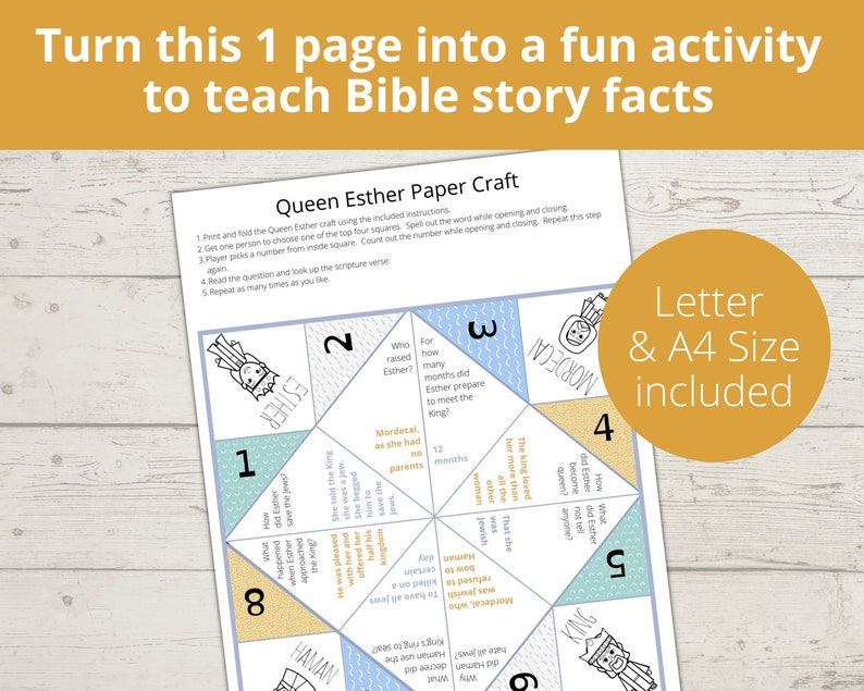 Queen Esther, Esther Craft, Fortune Teller, Cootie Catcher, Bible Story ...