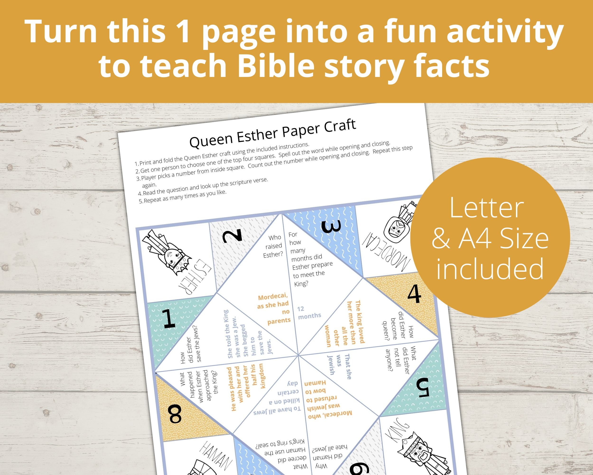 Queen Esther, Esther Craft, Fortune Teller, Cootie Catcher, Bible Story ...