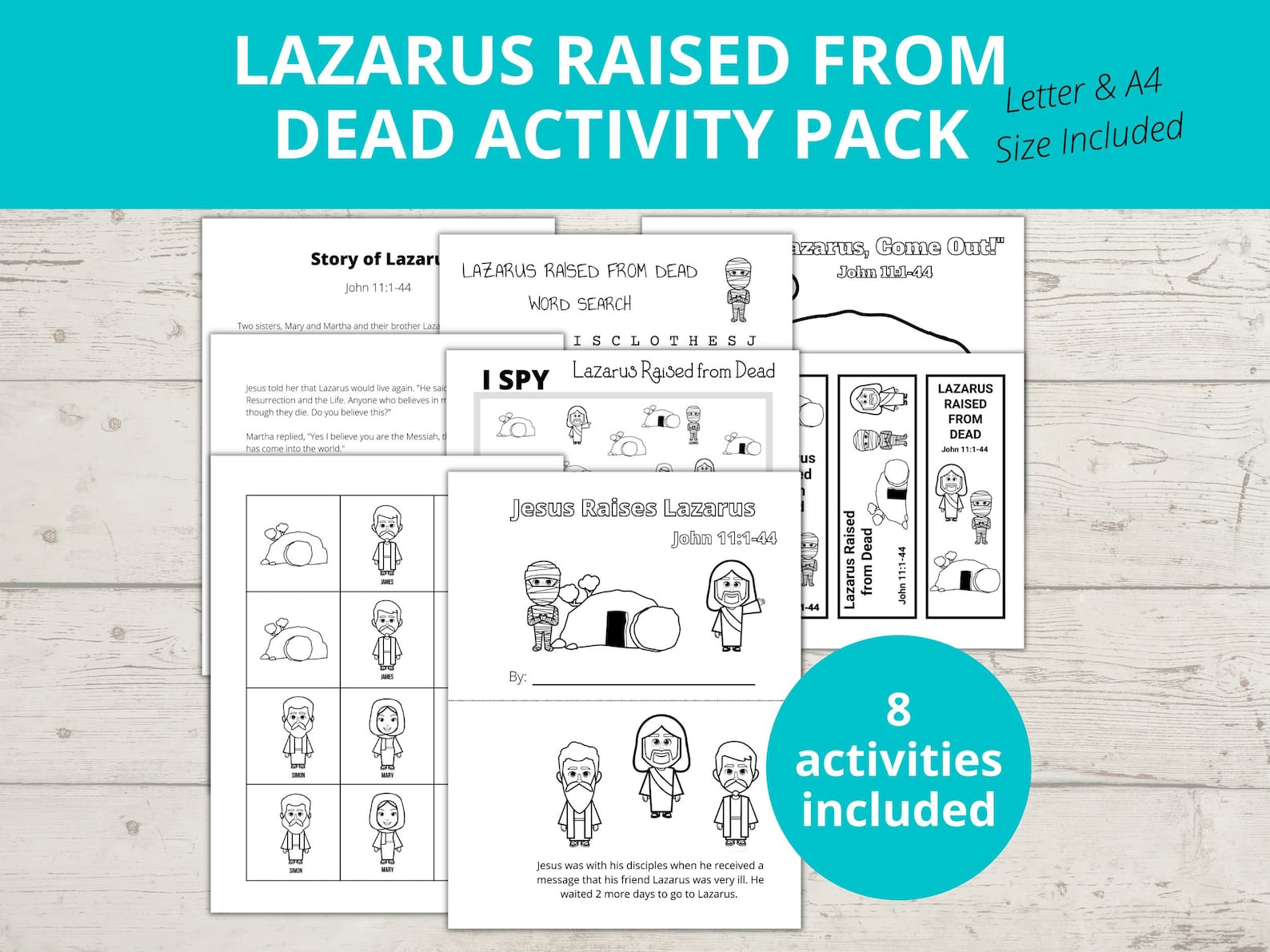 Jesus Raises Lazarus From the Dead Bible Story Activities, Sunday ...
