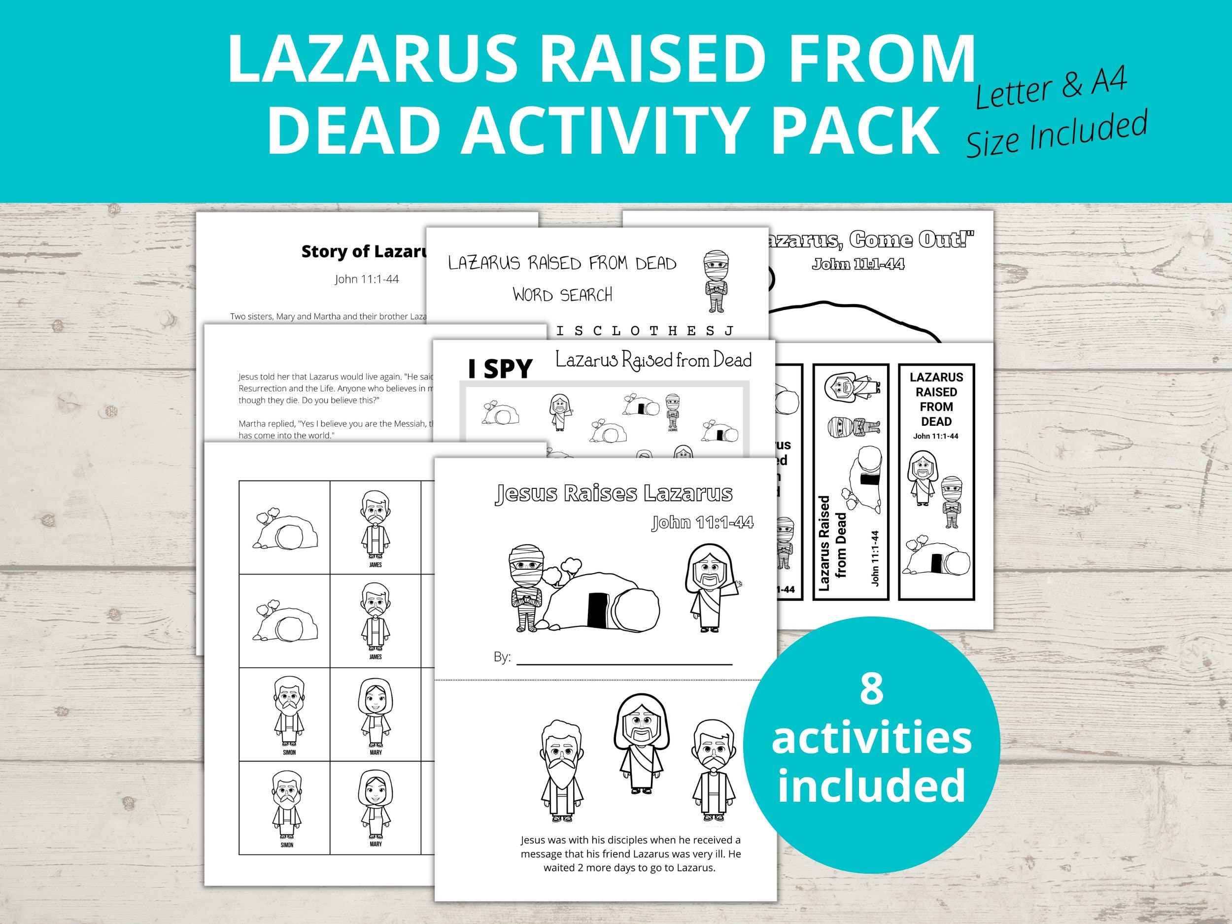 Jesus Raises Lazarus From the Dead Bible Story Activities, Sunday ...