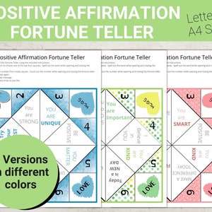 Positive Affirmation Fortune Teller Affirmation Cards Cootie - Etsy