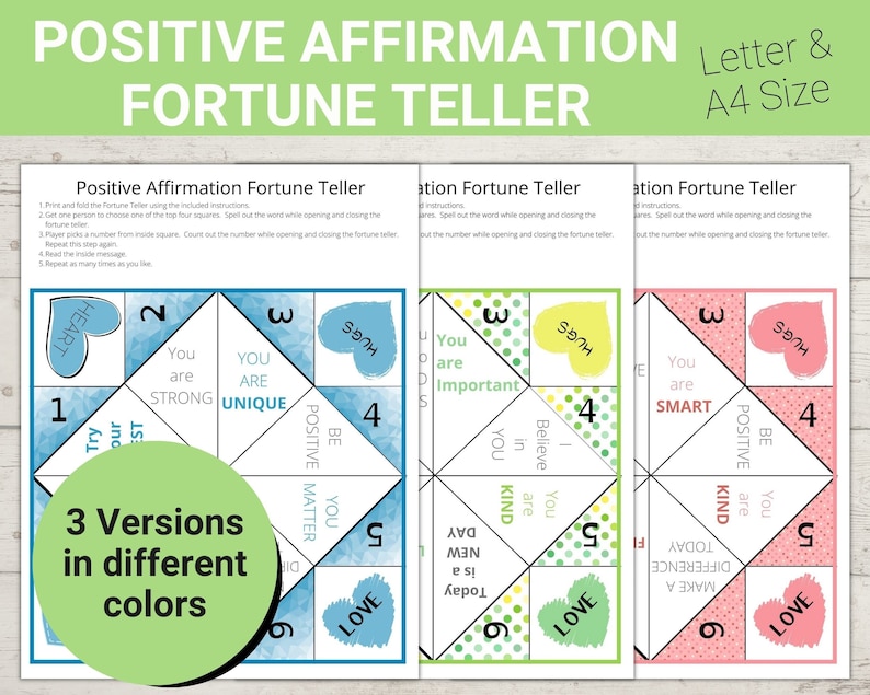 Positive Affirmation Fortune Teller Affirmation Cards Cootie - Etsy