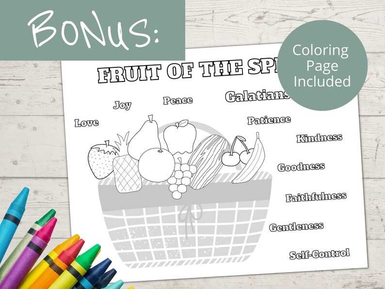 Fruit of the Spirit Activity Page, Coloring Page, Bible Activity ...