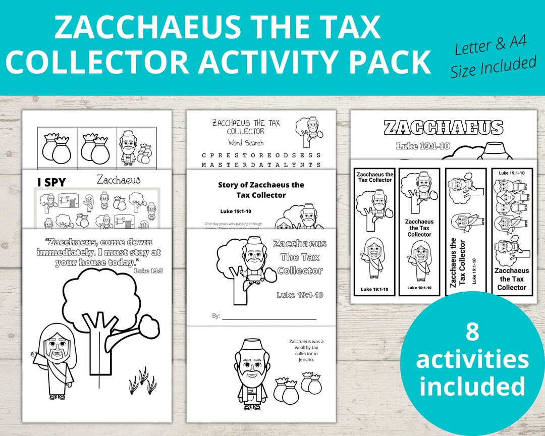 Zacchaeus Printable Zacchaeus the Tax Collector Bible Story - Etsy