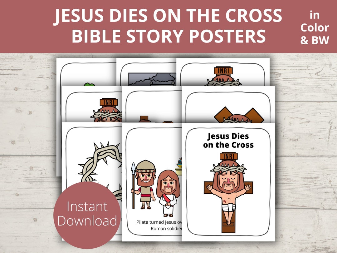 Jesus on the Cross, Easter Story, Bible Story Poster, Bible Coloring ...