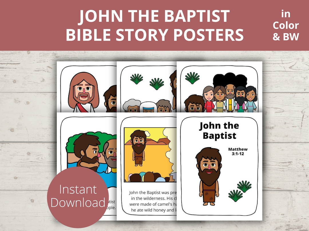 John the Baptist, Honey and Locust, Bible Story Poster, Bible Coloring ...