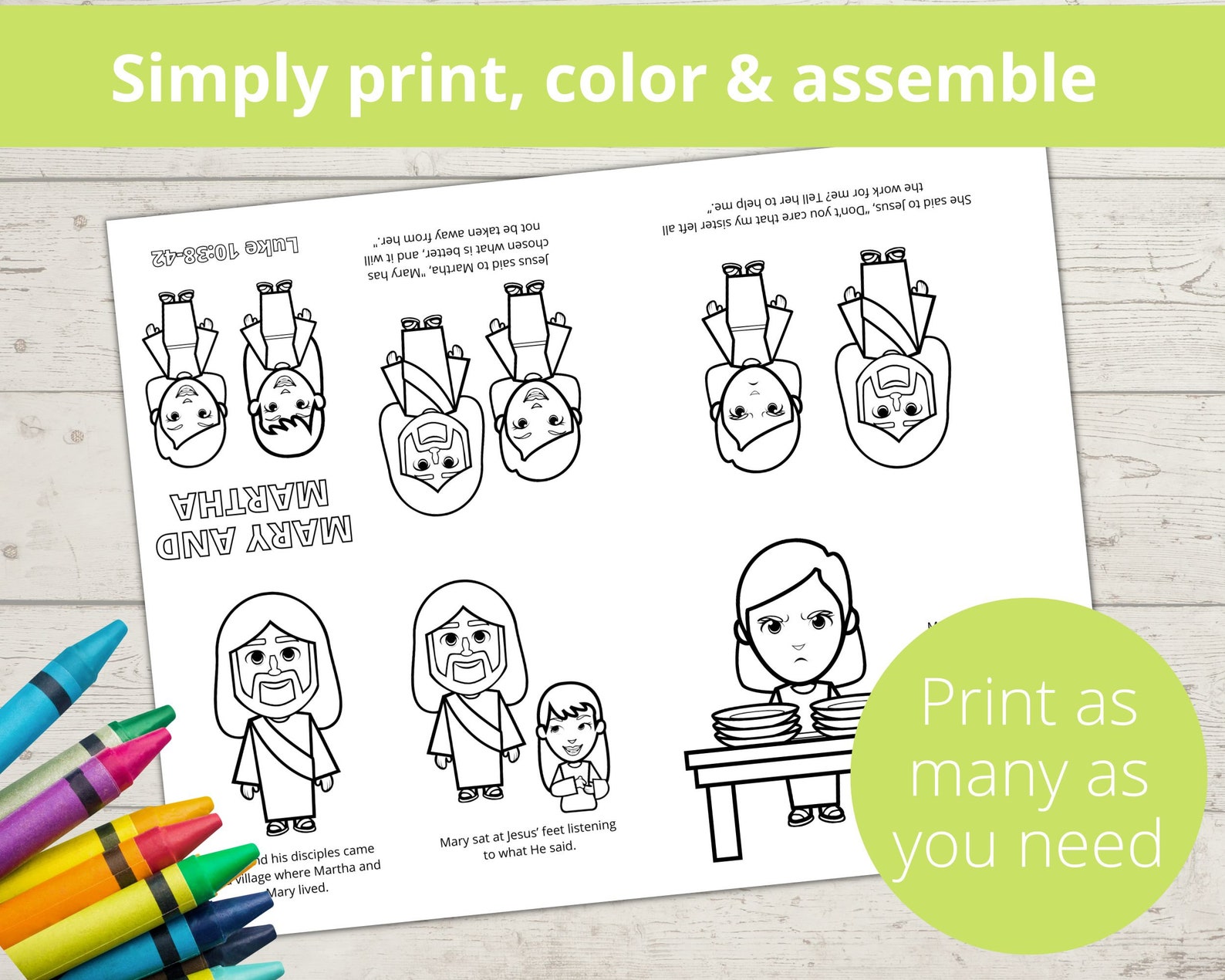 Martha and Mary, Mary and Martha, Preschool Bible Activity, Homeschool ...