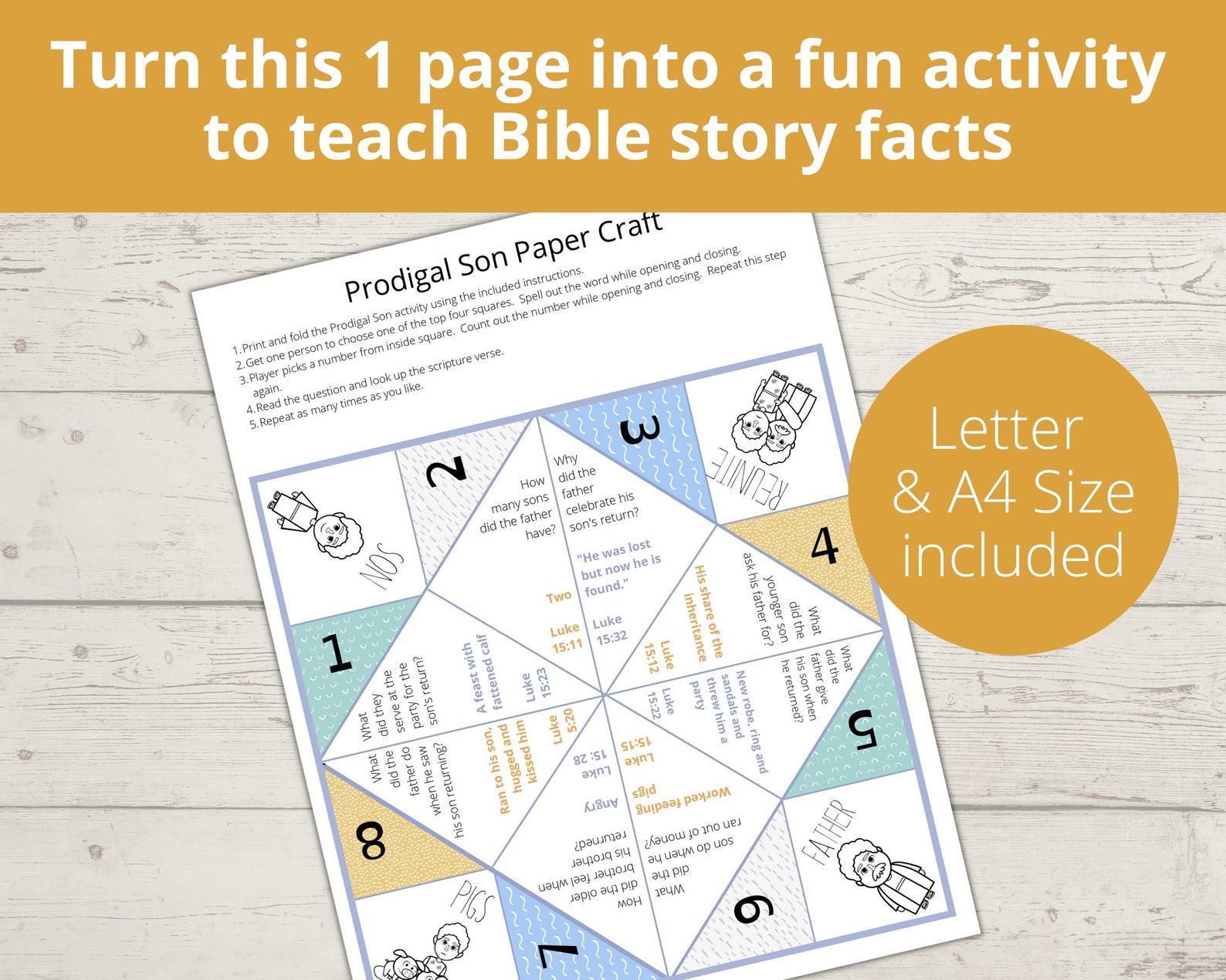 Prodigal Son Bible Story Activity Sunday School Craft - Etsy UK