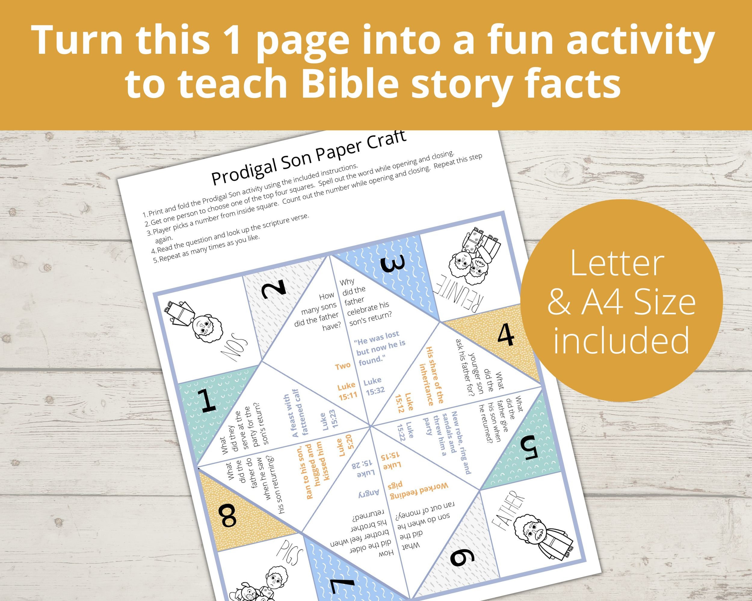 Prodigal Son Bible Story Activity Sunday School Craft - Etsy UK