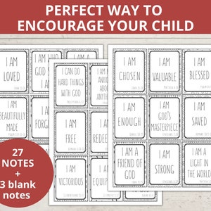 Christian Affirmations for Kids, Lunchbox Notes, Scripture Lunch Notes ...