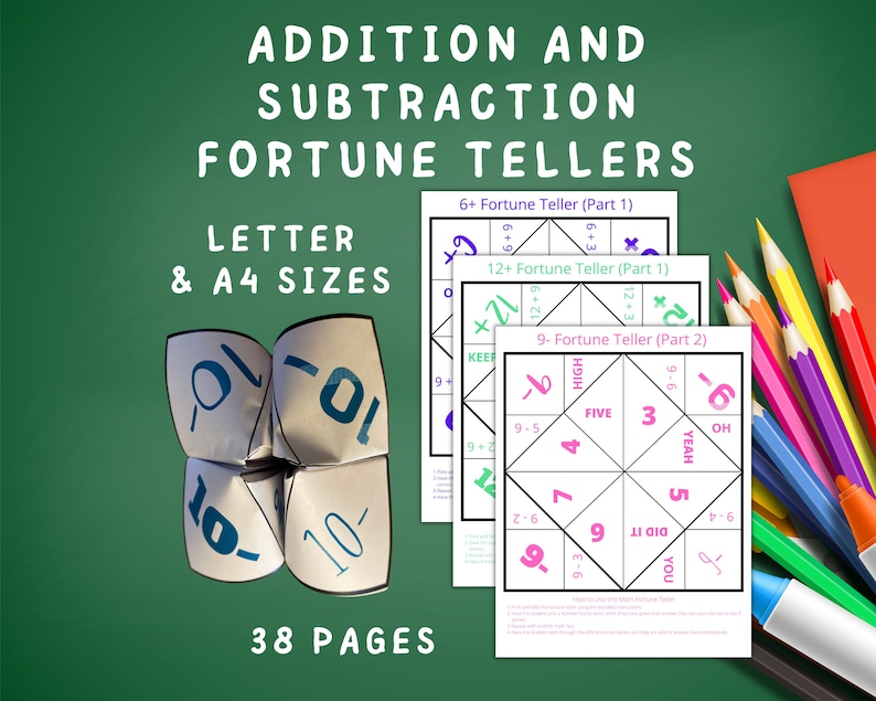 Math Flashcards, Fortune Teller, Addition and Subtraction, Math ...